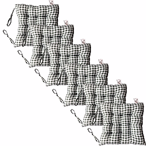 NINE GAD Chair Cushions for Dining Chairs 6 Pack - Kitchen Set of 6, Seat Cushion Pads, Room Sofa Office Decor 2'' Thickness (Dark Green, 6), 17 Inches