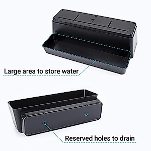 GREANER Black Rectangle Window Boxes, 3 Pack 12x3.8 Inch Herb Planters with Tray, Indoor Succulent Cactus Mint Plastic Pot for Windowsill, Garden Balcony, Office Outdoor Decoration