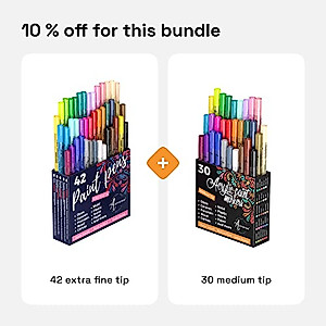 Acrylic Paint Pens - 42 Acrylic Paint Markers - Extra Fine Tip Paint Pens (0.7mm) - Great for Rock Painting, Wood, Canvas, Ceramic, Fabric, Glass - 40 Colors + Extra Black & White Acrylic Markers