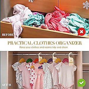 Blank Clothing Rack Divider Wooden Closet Size Divider Baby Closet Blank Organizers hanger separators Hanging Closet Dividers with Marker Pen for Home Nursery Baby Clothes (25 Pieces)