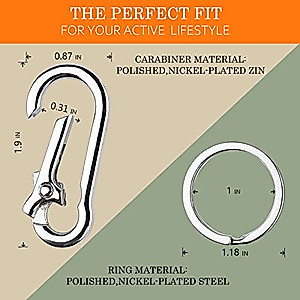 Geeice Metal Keychain Holder for Belt Heavy Duty Carabiner with Keyring Clips Organizer for Car Keys, Zinc Alloy, 2 Pack