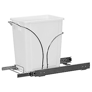 Household Essentials Glidez Pull Out Trash Can, 5-Gallon, Under-Cabinet Caddy with Smooth Glides, Heavy Duty, Easy Installation with Quikfit Technology, Convenient, Easy to Clean, Chrome