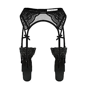 Thigh High Stockings with Garter Belt Attached, Lace Stockings Sheer Stockings for Women