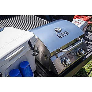 Monument Grills Tabletop Propane Gas Grill for Outdoor Portable Camping Cooking with Travel Locks, Stainless Steel High Lid, and Built in Thermometer