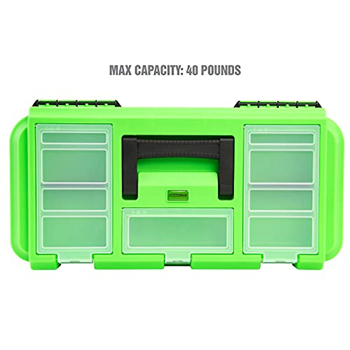 OEMTOOLS 22160 19" Tool Box with Removable Tool Tray, Security Slot for Padlocks, Easy Access Tool Box Multiple Compartments Lid, Max. Weight 40 Lb.