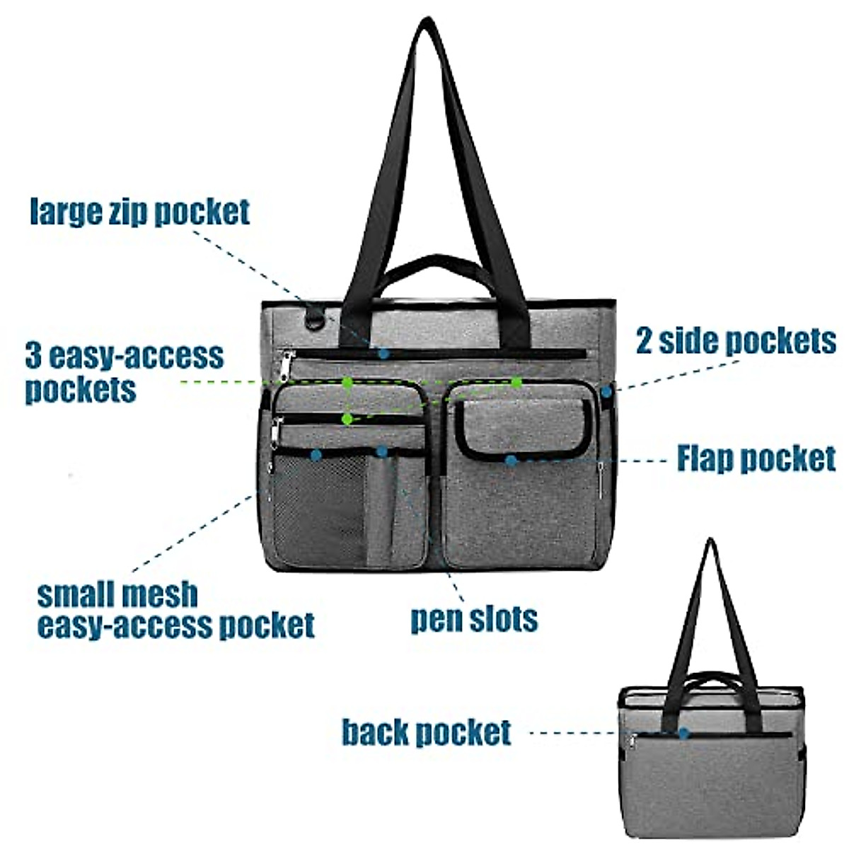 Large Utility tote Bag for Teacher Work Working Teaching Accessories with Laptop Compartment Appreciation Gift New Nurse Nursing Student Essentials School Supplies CNA Clinical Bag Multiple Pockets