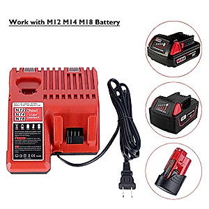 M12 & M18 Multi Voltage Lithium Ion Battery Charger for Milwaukee 48-59-1812 18V&12V Fuel Gauge XC Battery