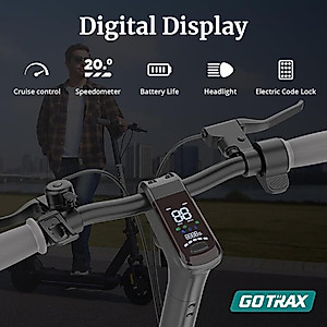 Gotrax Eclipse Ultra Saddle Electric Scooter, 20MPH, 28Miles, Adjustable Handlebar Height, Foldable, Detachable Seat, Cruise Control, Dual Suspension, LED Display, One-step Folding