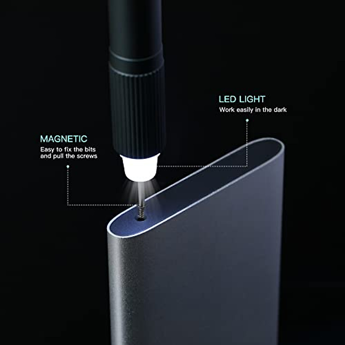 MAXIRON Advanced Mini Electric Screwdriver - 48pc Magnetic Driver Bit Set, 3 Unique Torque Levels, Rechargeable, Independent LED Light - Precision Tool for Phones, Laptops, Watches, & Electronics