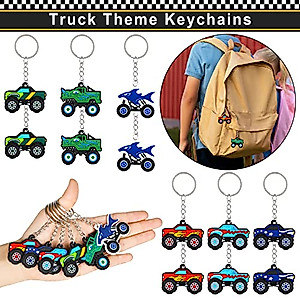 Monster Truck Party Favors Set 72 PCS Truck Theme Slap Bracelets Keychains Tattoo Stickers DIY Stickers Drinking Straws Party Gift Bags for Kids Boys Birthday Party Supplies
