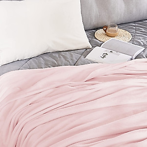 NICETOWN Pink Fleece Throw Blanket for Couch Sofa, Soft Fuzzy Plush Kids Blanket, Luxury Flannel Lap Blanket, Super Cozy and Comfy for Fall Winter (Pink, 50" x 60")
