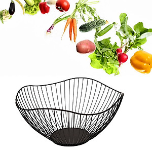 CurcKua Fruit Basket Metal Bowl Iron Wire Snack Storage Vegetable Holder Wave Shape for Kitchen Countertop.