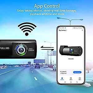 YEESTEK Dash Cam Dashcam for Cars with WiFi 1080P Full HD Car Camera with GPS 170°Wide Angle with Super Night Vision Front G-Sensor,Loop Recording