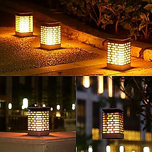 Zhenmu home Waterproof LED Solar Flame Garden Light Wall Light Outdoor Stair Lighting Safety Light Candle Hanging Solar Lantern