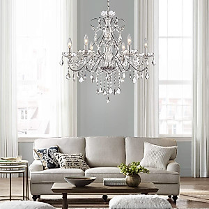 Saint Mossi 6 Light Crystal Chandelier Light Fixture Modern Chandelier Crystal Lighting, Crystal Pendant Raindrop Chandelier for Dining Room,Bedroom,Living Room,H23 x D24
