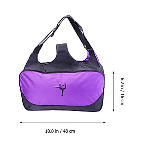 Garneck Yoga Nylon Large Yoga Mat Tote Sling Multi Purpose Shoulder Bag Gym Bag with Yoga Mat Holder for Traveling Shopping Yoga(Purple)