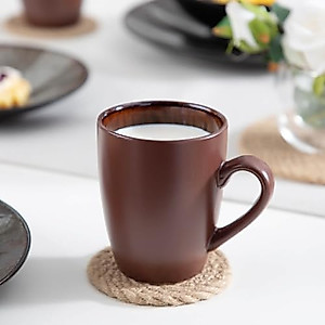 vancasso Bubble Dinnerware Sets 16-Piece - Plates and Bowls Set for 4 Dish Service Tableware Set, Microwave and Dishwasher Safe, Brown