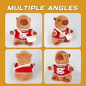 Capybara Plush,with Clothes & Accessories Capybara Christmas Style Dress Up,Christmas Plush, Christmas Set Capybara Backpack Decoratio, Capybara Stuffed Animal Birthday Gifts for Boys and Girls