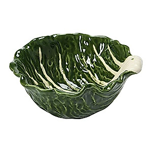 Creative Co-Op Hand-Painted Cabbage Shaped Stoneware, Set of 4 Bowl, Green, 4