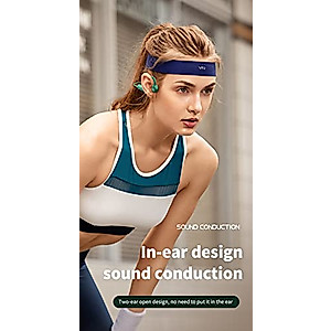 TEDATATA New Sports Bone Conduction Bluetooth Headset Sound Guide Listening to Songs not in Ear Music Driving Listening to Books Running for Women(Green)