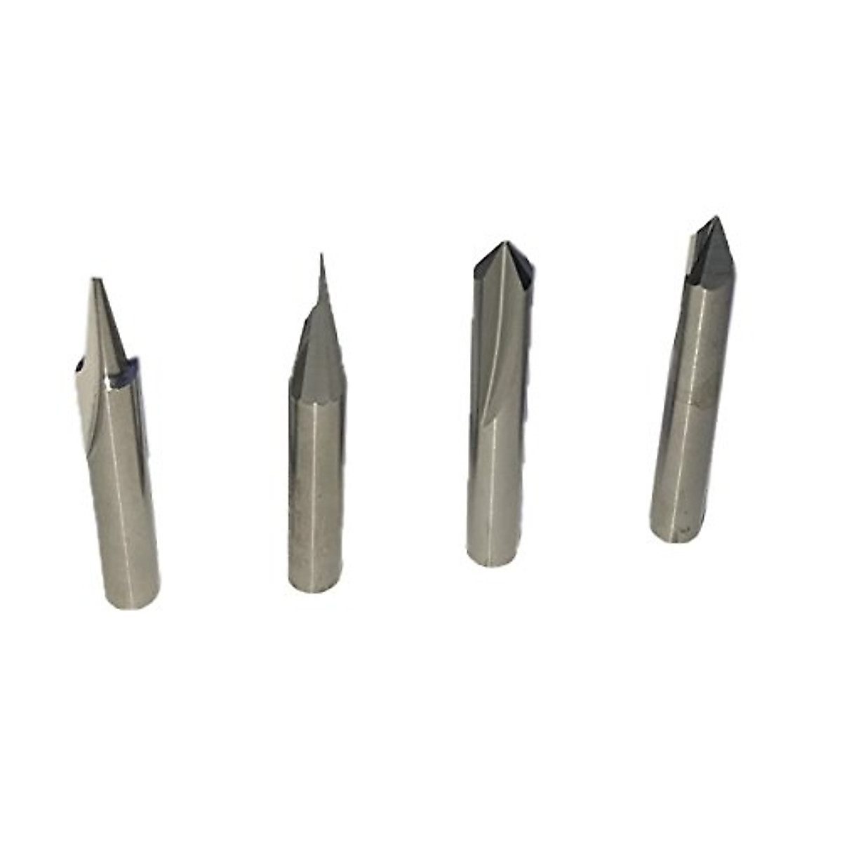 FOOS - Engraving CNC Wood Carving Router Bit Set - 4pcs - Solid Carbide - 1/4” Shanks - Veteran Owned = Profile + Carving Liner + 2 V Groove USA Veteran Owned