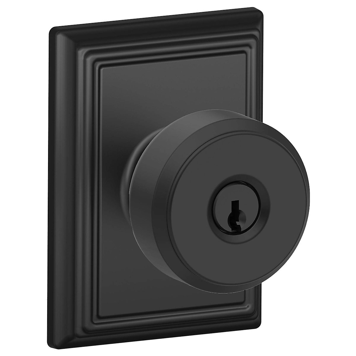 Schlage F51A Bowery With Addison Rose Keyed Entry Lock C Keyway with 16211 Latch 10063 Strike Matte Black Finish