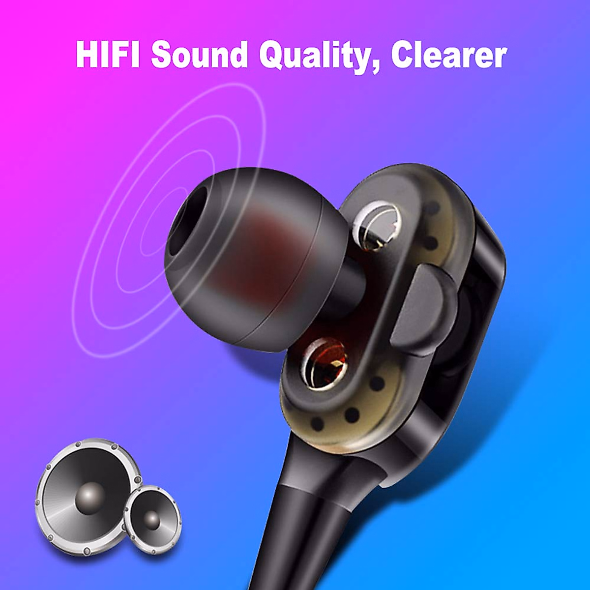 Wired Earbuds in Ear Headphones with Microphone, 3.5mm in-Ear Headset Earphones, Volume Control Sport Gaming Headset for iPhone Xiaomi Samsung Huawei, Computer, Laptop, PC (Black)