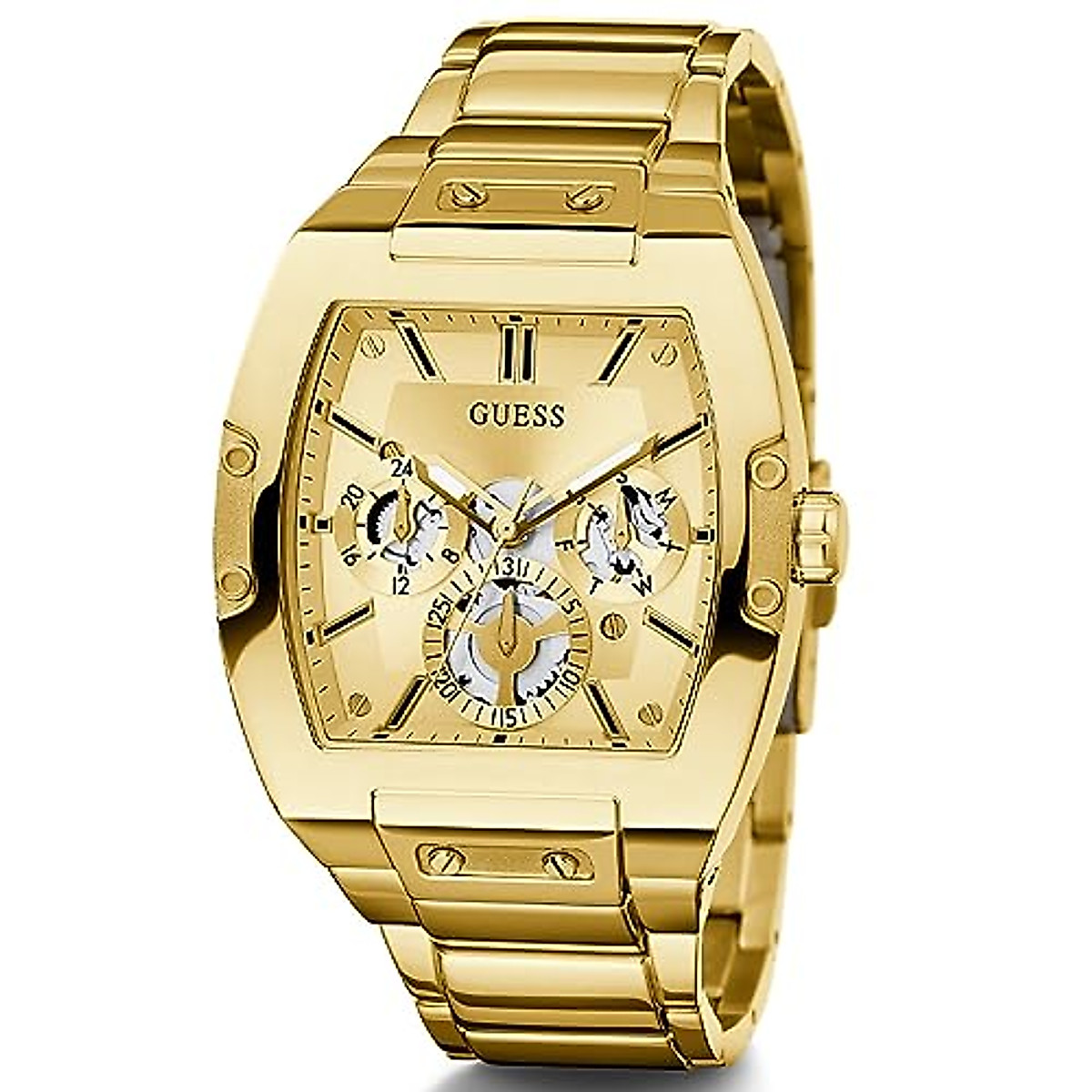 GUESS Men's 43mm Watch - Gold Tone Strap Champagne Dial Gold Tone Case