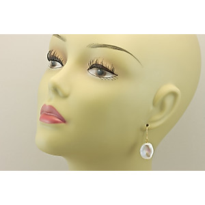 Spyglass Designs 14k Gold Filled Freshwater Cultured Pearl Earrings Baroque Button White Large Luster Drops