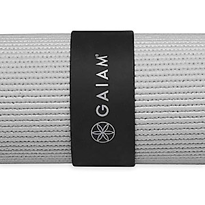Gaiam Yoga Mat Strap Slap Band - Keeps Your Mat Tightly Rolled and Secure, Fits Most Size Mats (20"L x 1.5"W), Black