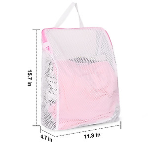 Nufiwra 4Pcs Large Mesh Laundry Bags with Handles, 15.7 x 11.8 Inch Side Widening Zippered Delicate Bag for Washing Machine, Ideal for Washing Socks, Baby Items, Lingerie, Travel Garments