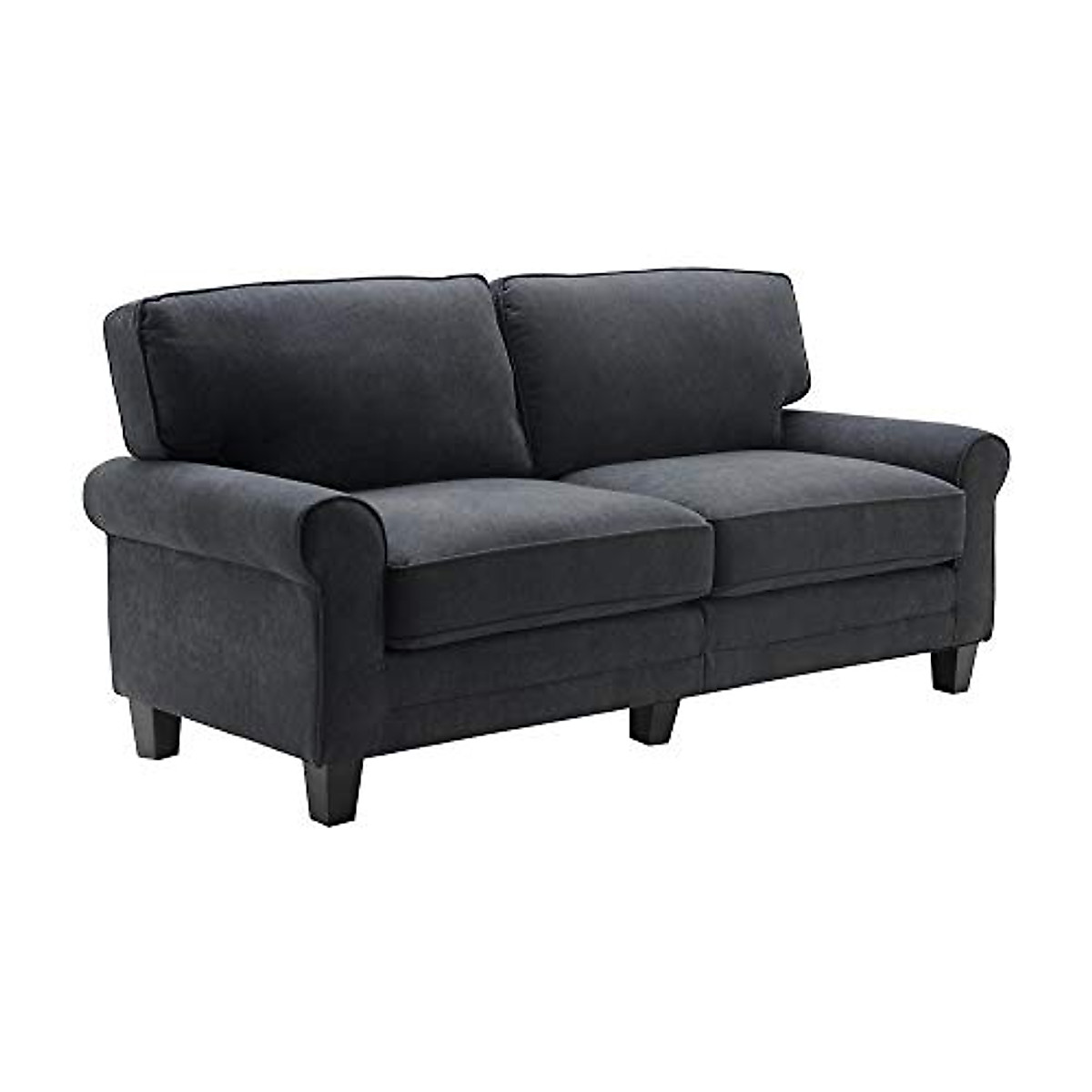 Serta Copenhagen 73" Sofa - Pillowed Back Cushions and Rounded Arms, Durable Modern Upholstered Fabric - Charcoal