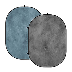 Kate Collapsible Backdrop Pop-up Photo Backdrops Folded Grey Teal for Photography, for Video, for Broadcast, 5x6.5ft