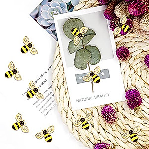 20 Pcs Enamel Bee Charms Pendants Rhinestone Enamel Craft Embellishments Crafting for Halloween DIY Handmade Crafts (yellow)