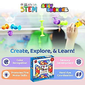 ACME CO Silly Suckers Suction Toys 50 Pcs | Building Toys | Smooth Soft Edges | BPA Safe | Montessori Toys | Toddler Toys | Sensory Toys | Bath Toys | Toy Building Sets | Preschool Building Sets