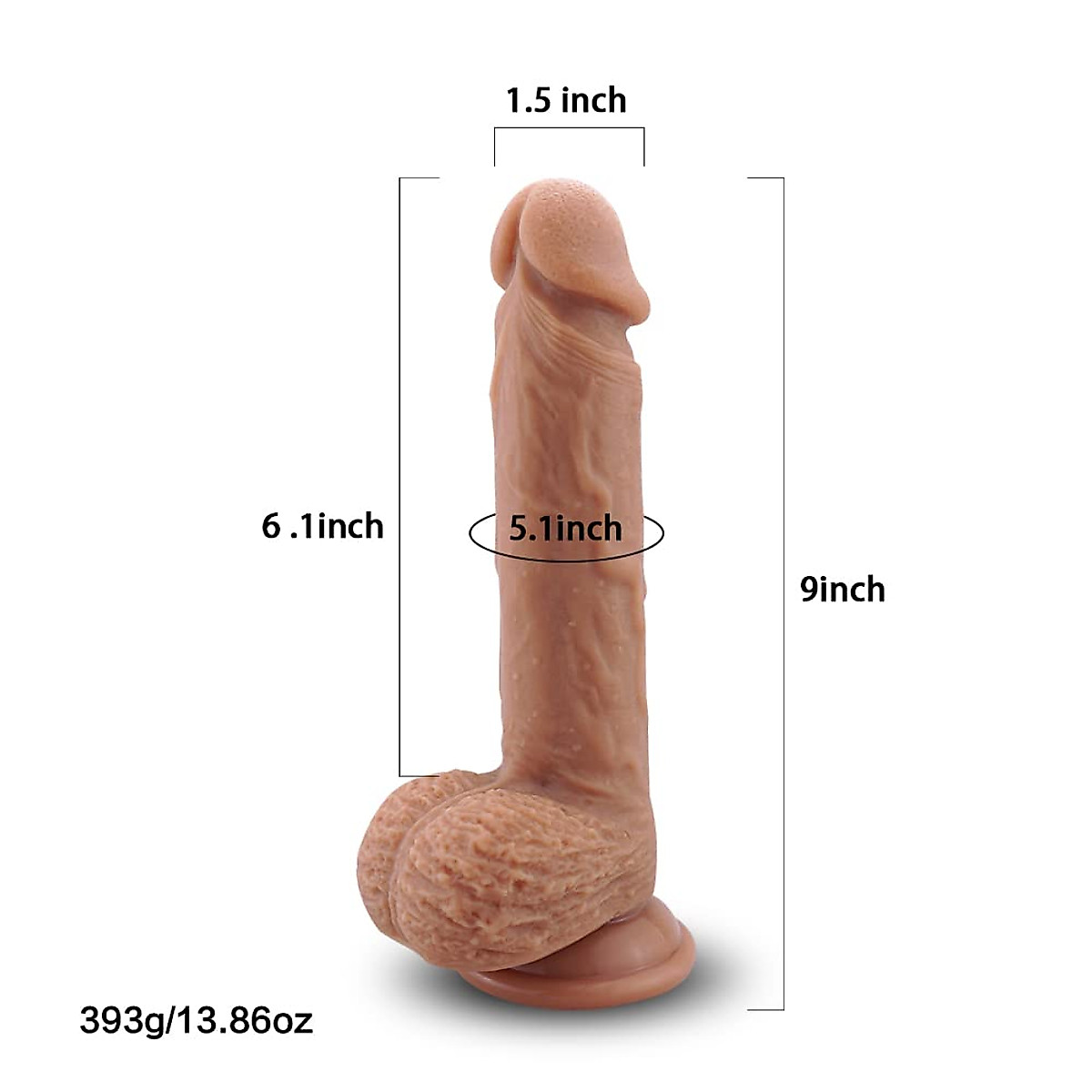 9 Inch Silicone Realistic Dildo Soft Large Dildos for Women with Strong Suction Cup for Hands-Free, Flexible Lifelike Dual Density Penis with Curved Shaft for women's big toys adult