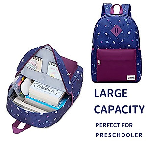 Cusangel Kids Backpack, Durable Cute Multi Compartment Toddler Preschool Elenemtary Primary Backpack for Boys and Girls(Purple Blue)
