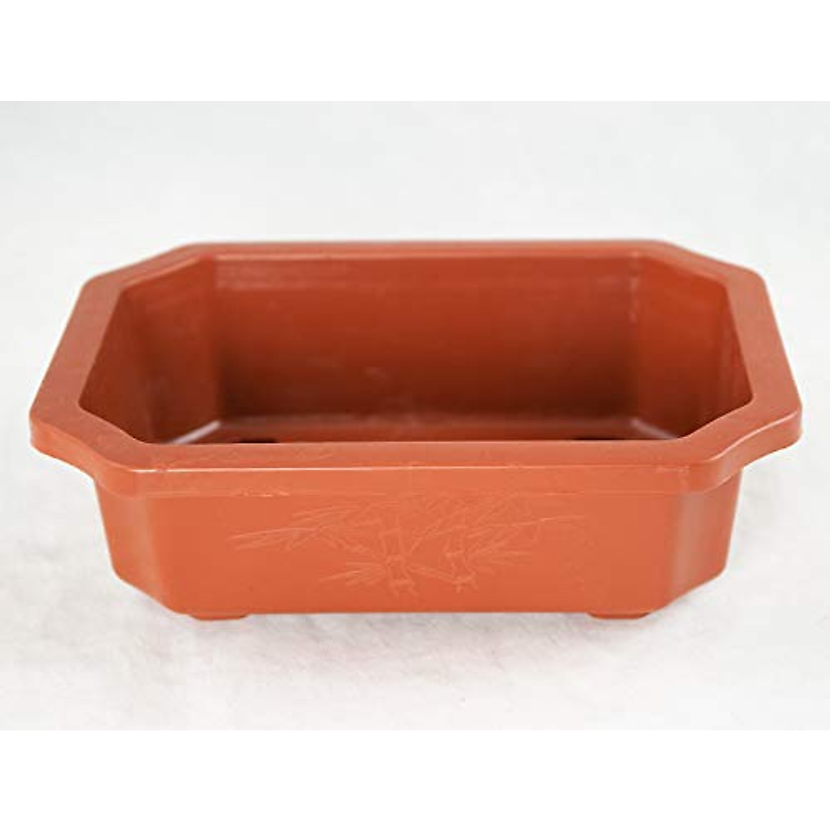 4 Rectangular Plastic Bonsai/Succulent Pots 6.25"x 4.5"x 2" - Dark Orange