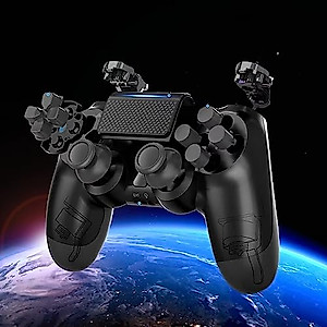 2 Pack Wireless Controller Compatible with PS4 Controllers, Control/Remotes Works with Playstation 4 Controller, Joystick/Gamepad/Mando with Motors/Speaker/Charging Cable, Black and Skull Black