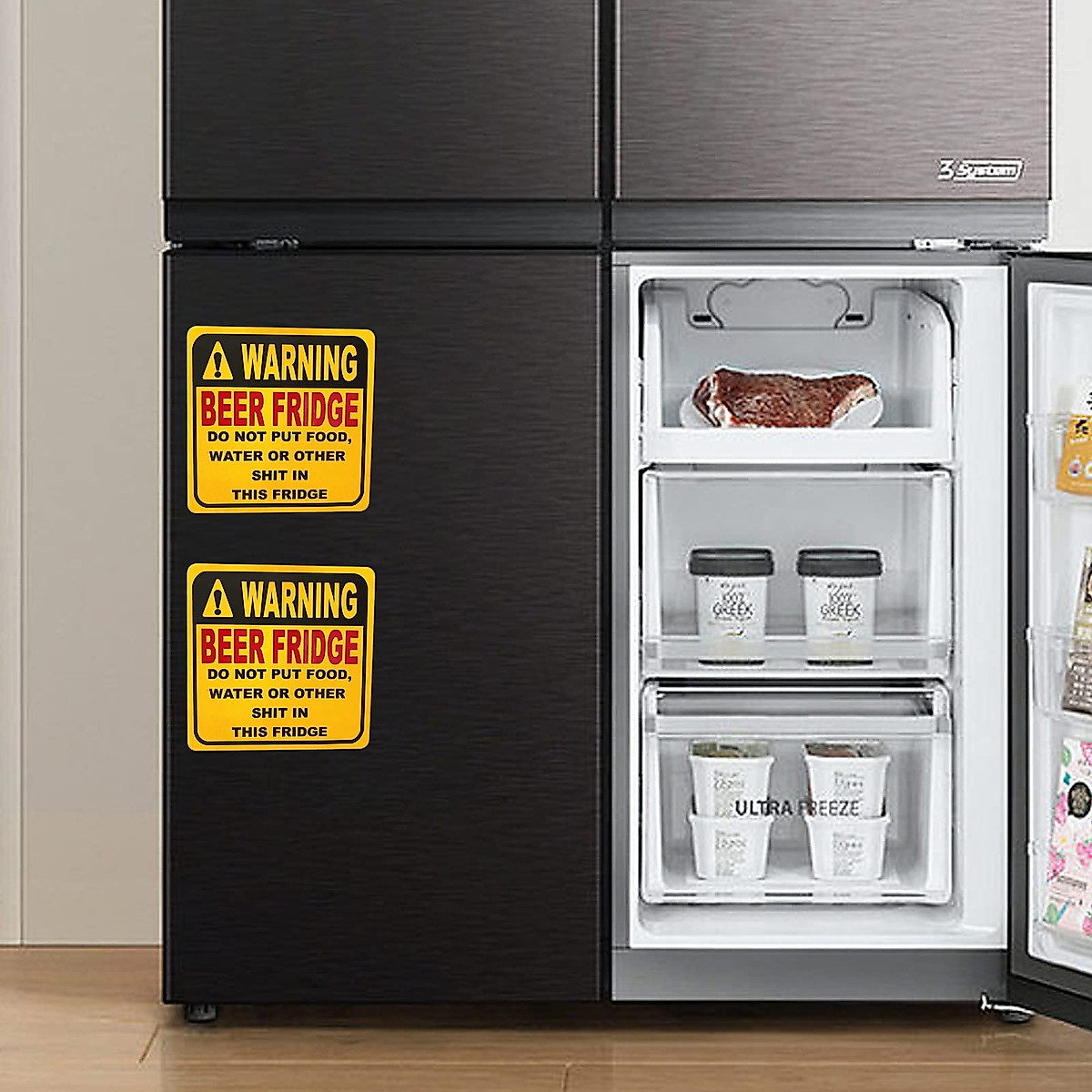 Beer Fridge Magnet - Funny Warning Sign,Do Not Put Food, Water, Or Other Shit in This Fridge (4 * 4)