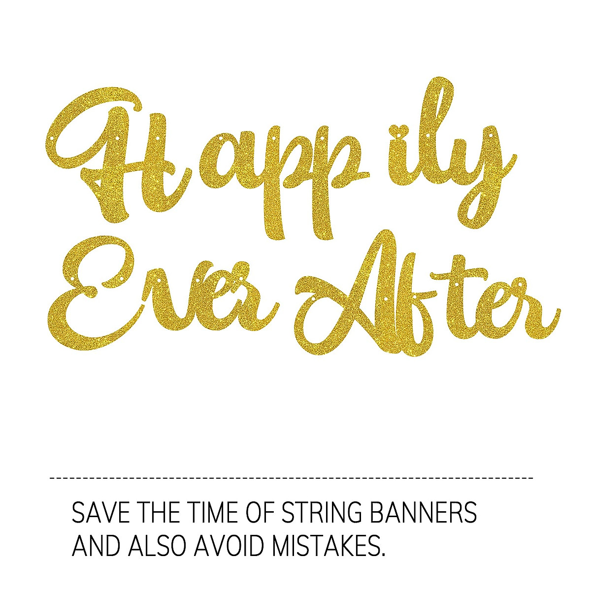 Dill-Dall Gold Glitter Happily Ever After Banner for Wedding Bachelorette Bridal Shower Engagement Party Hanging Decorations Sign