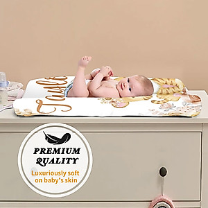 Custom Changing Pad Cover Set - Jersey Knit Comfy CozyUltra Soft Unisex Diaper Changing Table Covers with Personalized Name for Baby Boys Girls - Waterproof Ultra Soft 4 Pcs Set Style22