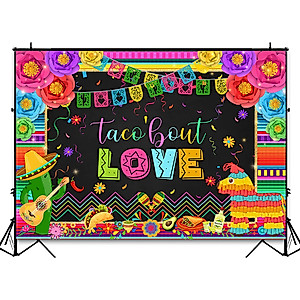 Avezano Taco Bout Love Backdrop Cactus Flower Wedding Photography Background Mexican Fiesta Themed Bridal Shower Bachelorette Party Banner Decoration Supplies (7x5ft)