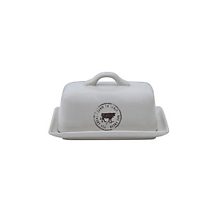 Stoneware Butter Dish with Cow Decal