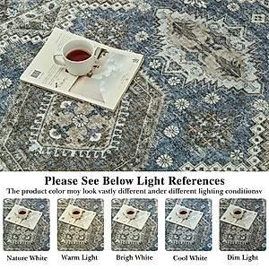 Rugland 8x10 Area Rugs - Stain Resistant Washable Rug, Anti Slip Backing Rugs for Living Room, Vintage Tribal Area Rugs(TPR07-Green, 8'x10')