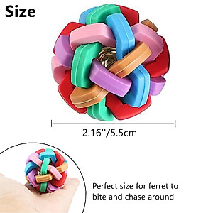 3 Pack Ferret Toys Balls - Colorful Bouncy Rubber Balls with Built-in Bell Ferret Teeth Grinding Wiggle Ball Interactive Sound Toy Exercise Scratch Chew Toys for Indoor Pet Ferret Cat Dog (3 Pack)