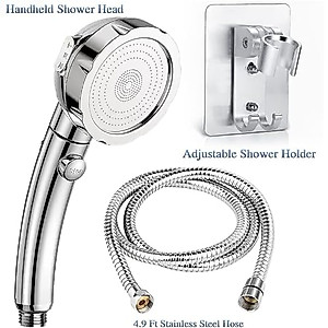 Handheld Shower Heads with Hose and Holder, High Pressure Shower Head with 3 Spray Settings and On/Off Switch Detachable Shower - (3-kit)