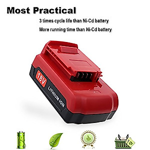 Biswaye 2 Pack 18V Lithium Battery PC18BLX Replacement for Porter Cable 18V Battery PC18BLEX PC18BL PC18B PC18B-2 PCC489N PCXMVC 18V Cordless Power Tools Batteries