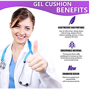 Aiouarc Gel Seat Cushion for Long Sitting, Desk Chair Cushion, Pain Relief Cushion, Office Chair Cushion, Cushion Tailbone Pain, Wheelchair Cushion, Car Seat Cushion, Chair Cushion