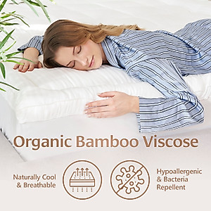 BELLE TERRE 100% Viscose Derived from Bamboo Cooling Mattress Topper King Size - Ultra Soft & Thick Mattress Pad - Bed Cushion with Cover and Deep Pockets